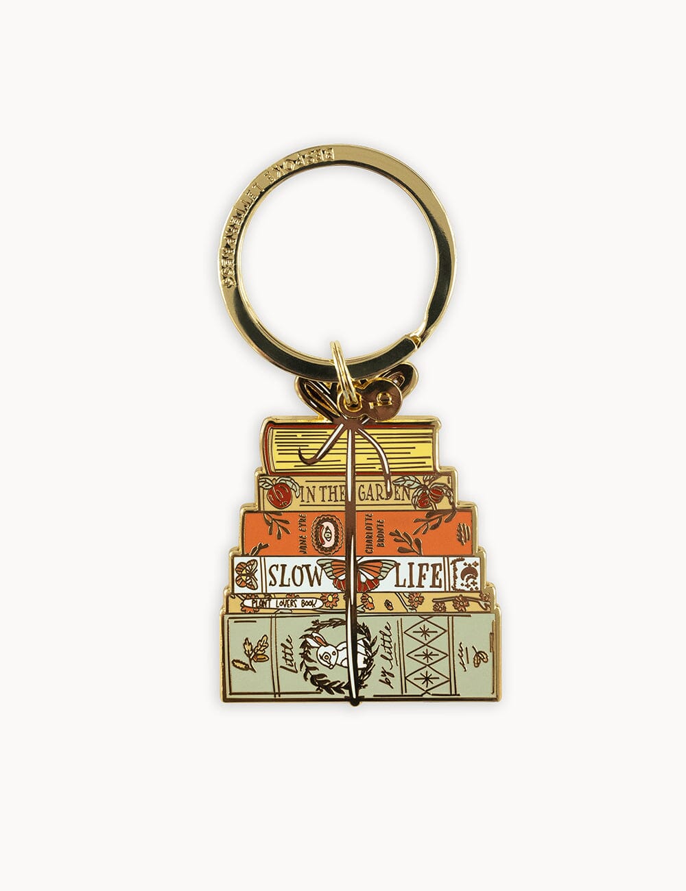 Book Stack Enamel Keyring