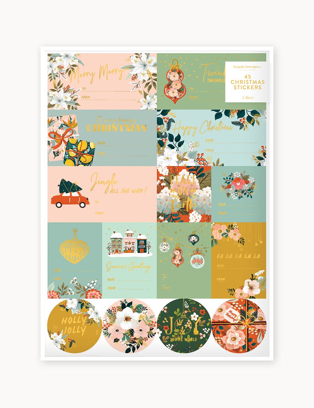"Floral Fields" Christmas Sticker Pack - 45 stickers